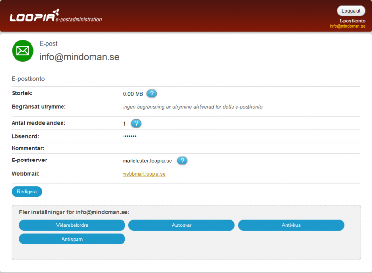 E-postadministration Användare | SupportWiki SE