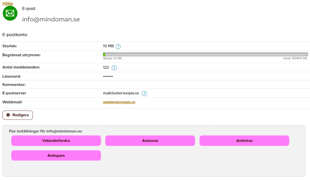 E-postadministration Användare - SupportWiki SE