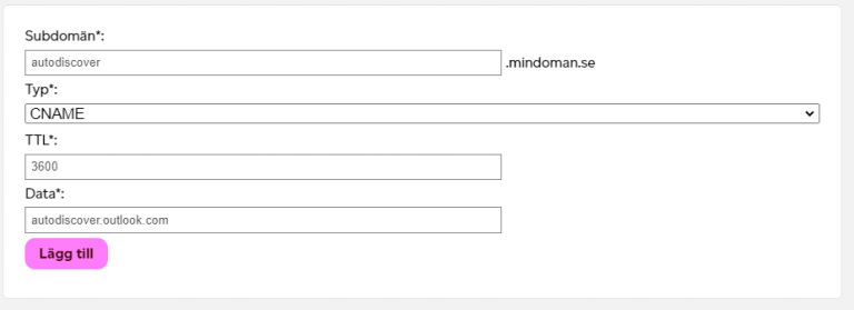 Microsoft 365: Lägga in DNS-poster - SupportWiki SE