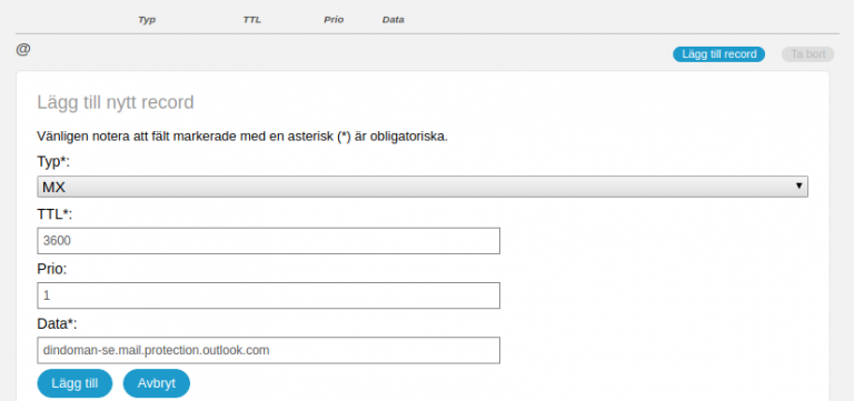 Microsoft 365: Lägga in DNS-poster | SupportWiki SE