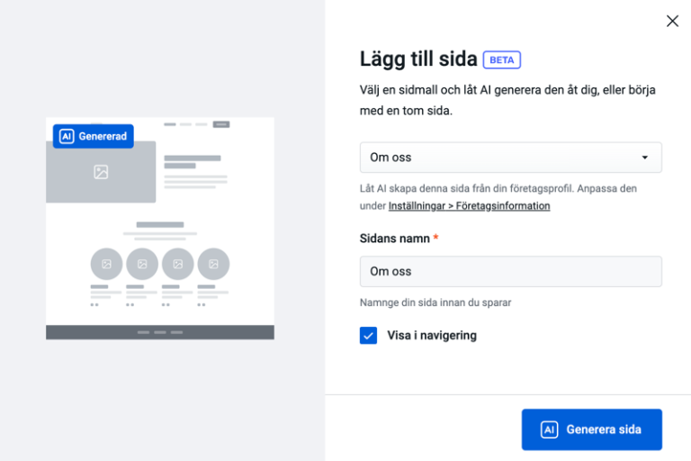 Använd AI i Loopia Sitebuilder - SupportWiki SE